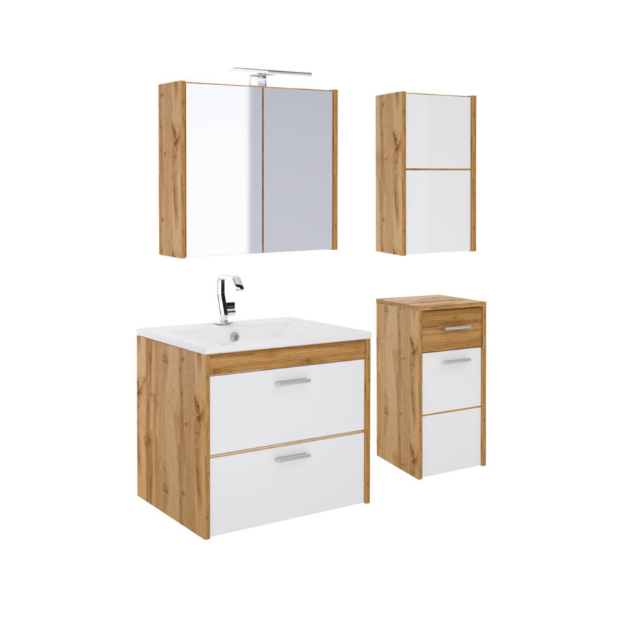 Comad IBIZA Set Waschtisch mit Unterschrank, Spiegelschrank, Ober- und Midi-Schrank - Bad-Elegant